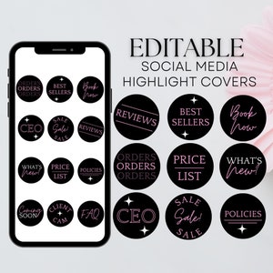 Pink Instagram Business Highlight Covers - Social Media Highlights ...
