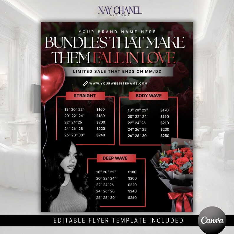 DIY Valentine’s Day Hair Bundles Price List Flyer - Special Sale Flyer ...