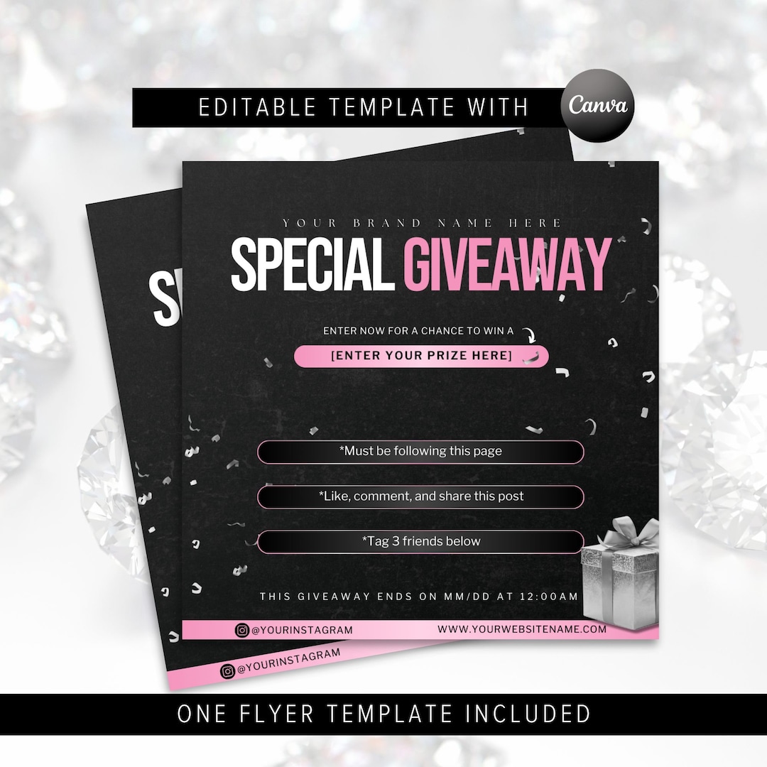 DIY Editable Giveaway Flyer Beauty Social Media Content - Etsy