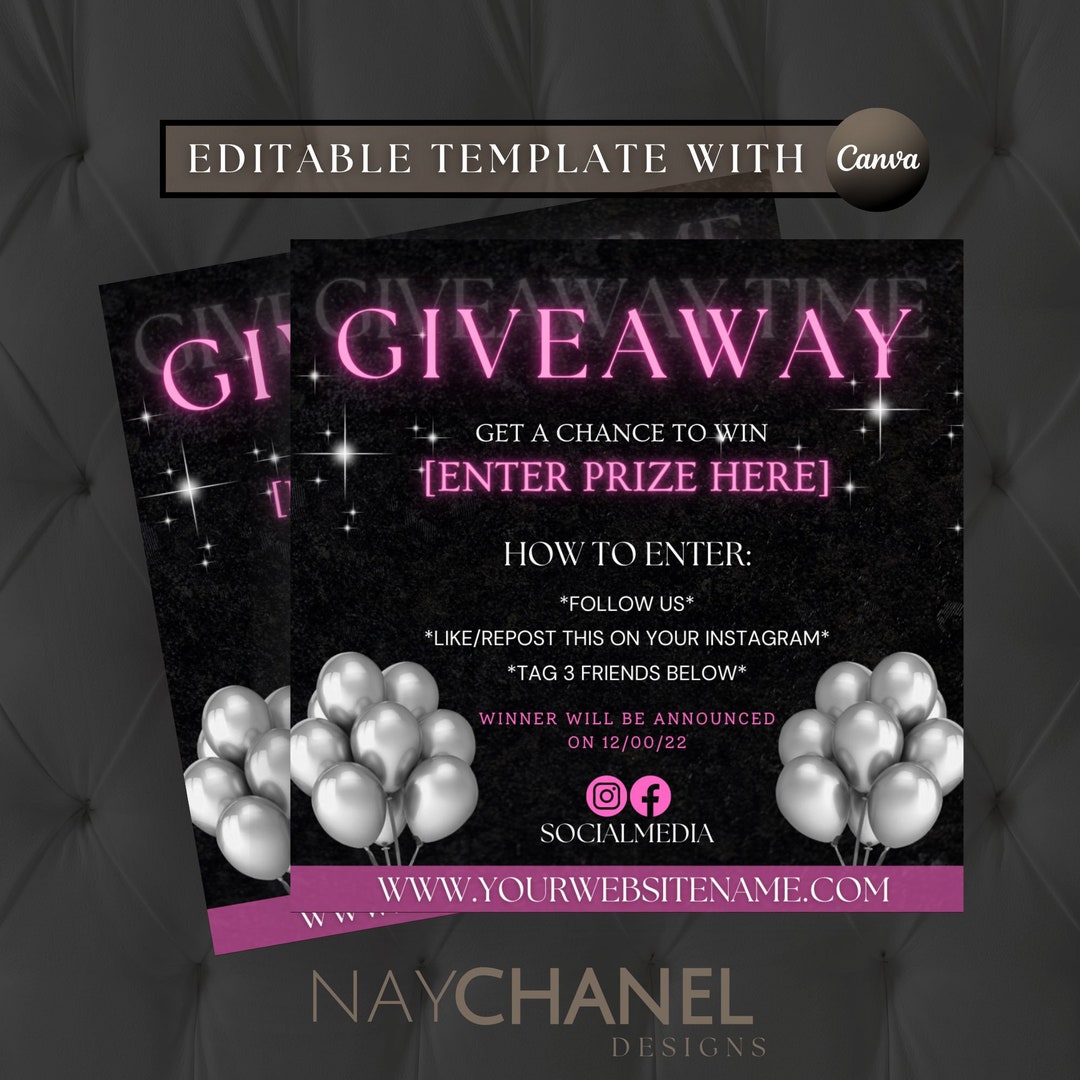 DIY Giveaway Flyer Instagram Giveaway Editable Beauty - Etsy