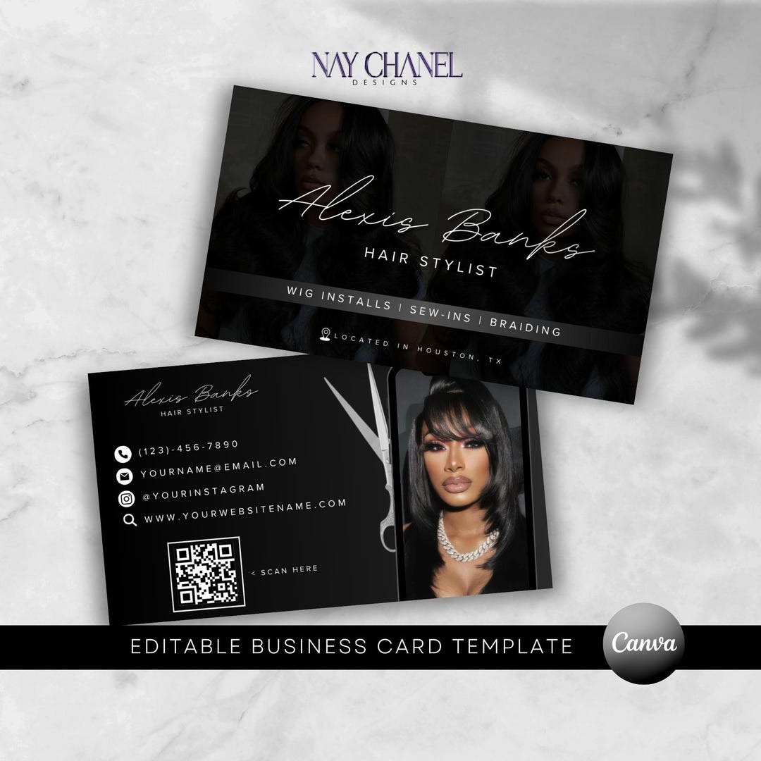 Hair Business Card Template | Hairstylist Canva Beauty Salon Editable ...