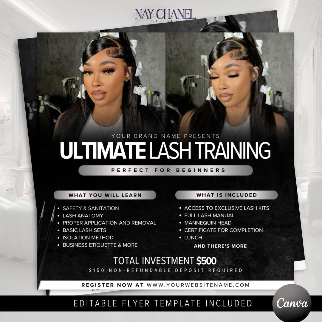 Lash Extension Training Flyer Template | Lash Certification Class ...