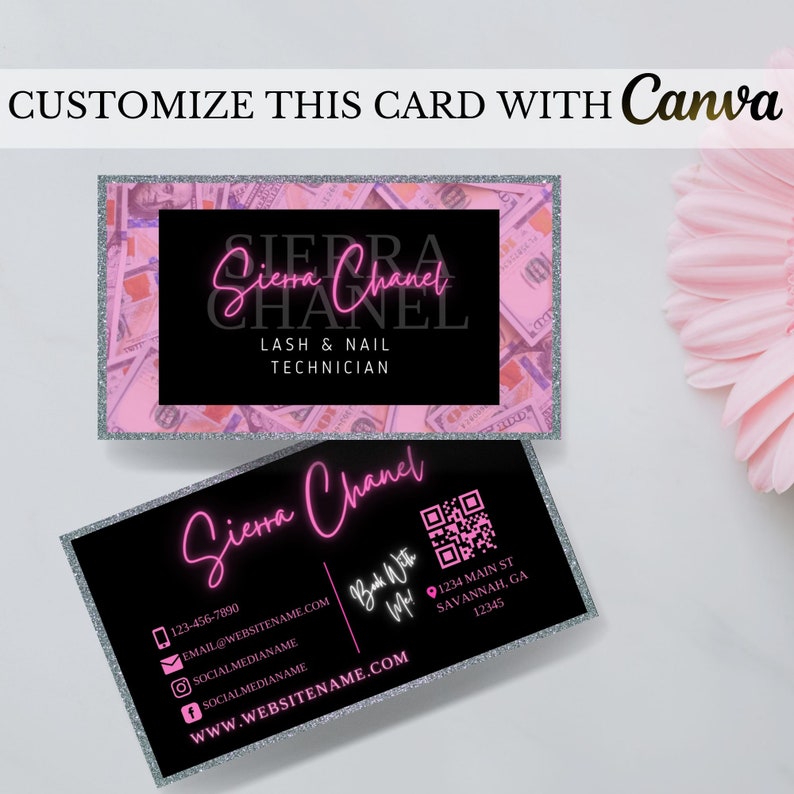 Custom Pink Business Card Template Pink Beauty Business Card - Etsy