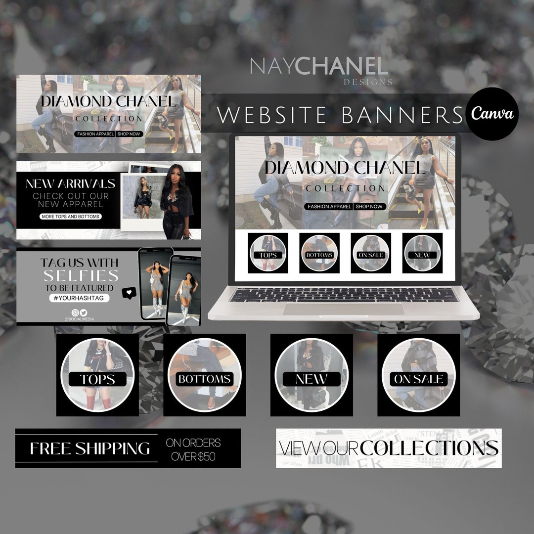 Editable Website Banners Shopify Wix Web Banners DIY Fashion Website ...