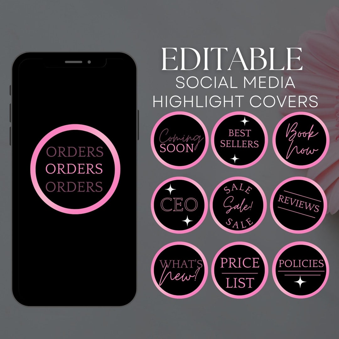 Pink Instagram Business Highlight Covers Social Media Highlights ...