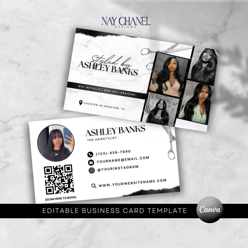 Editable Hair Stylist Business Card | Classy Luxury Hair Branding ...