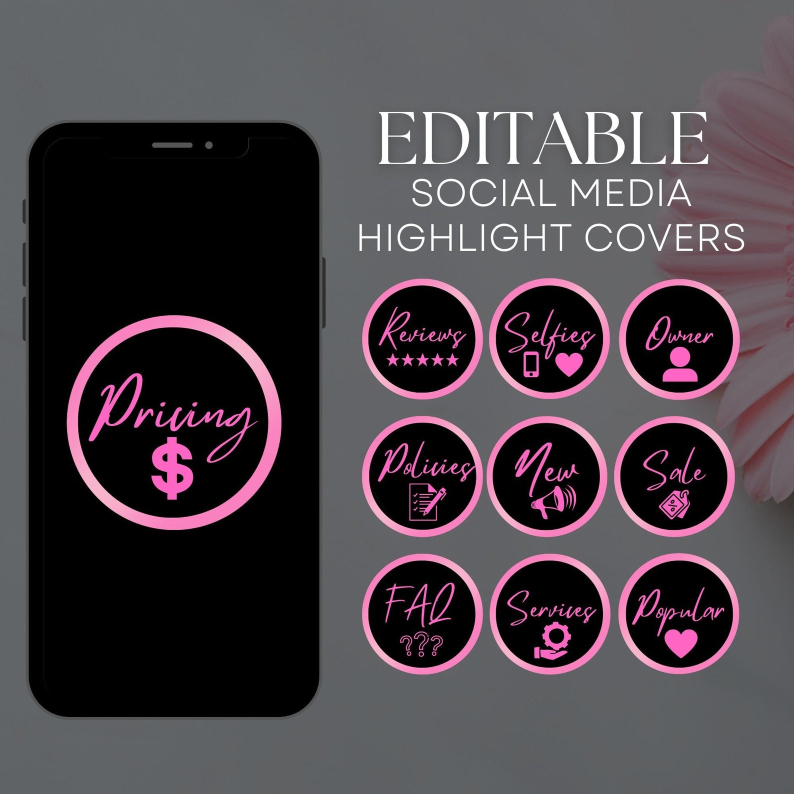 Pink Instagram Business Highlight Covers Social Media - Etsy