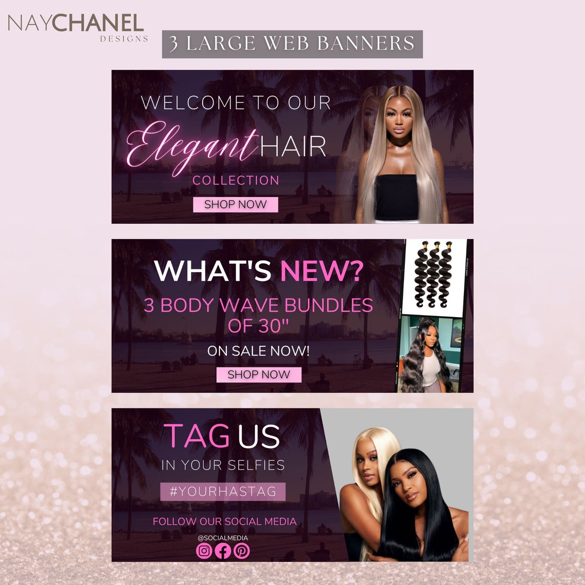 Editable Website Banners Shopify Wix Web Banners DIY - Etsy