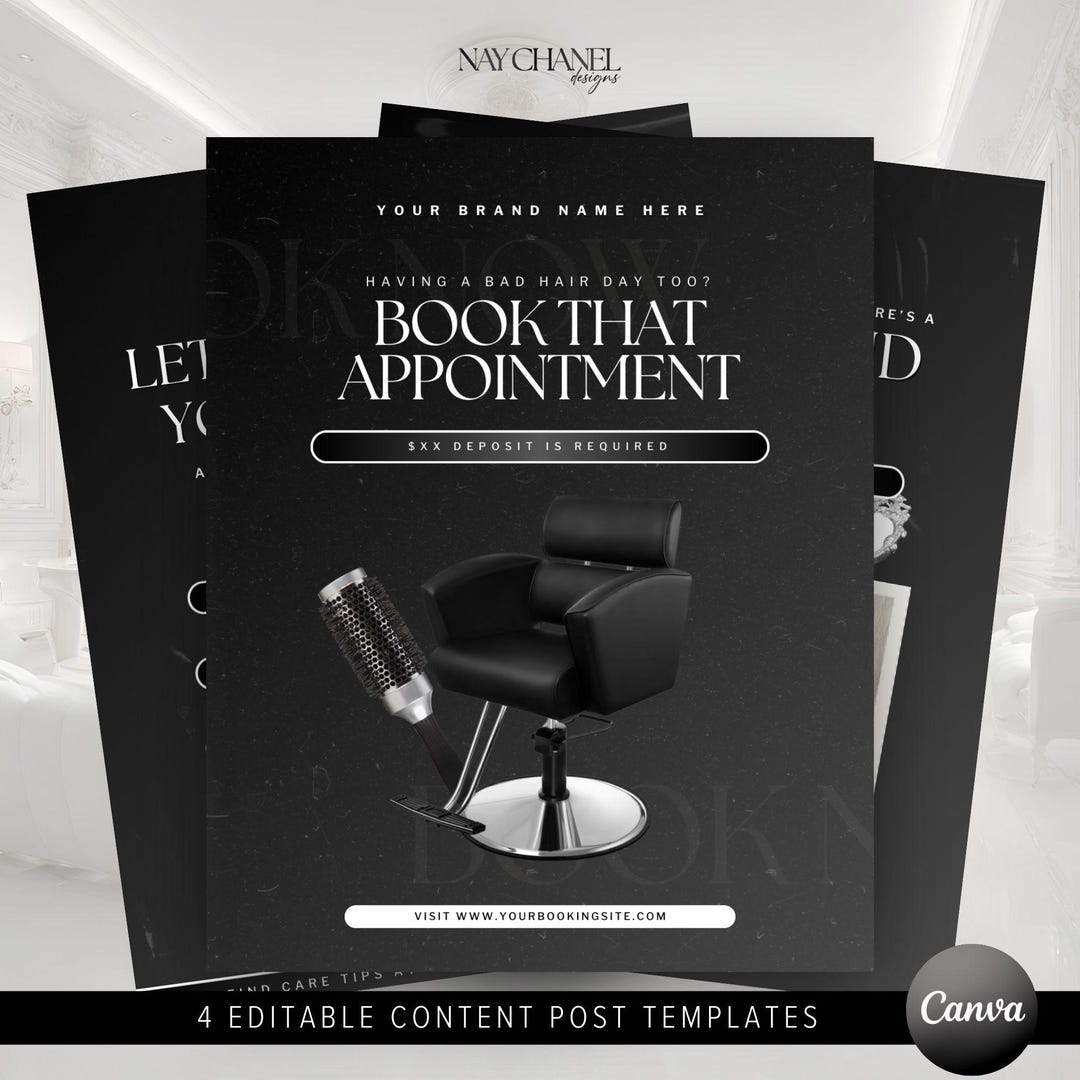 Editable Hair Appointment Flyer Template: Social Media Content (DIY) - Etsy