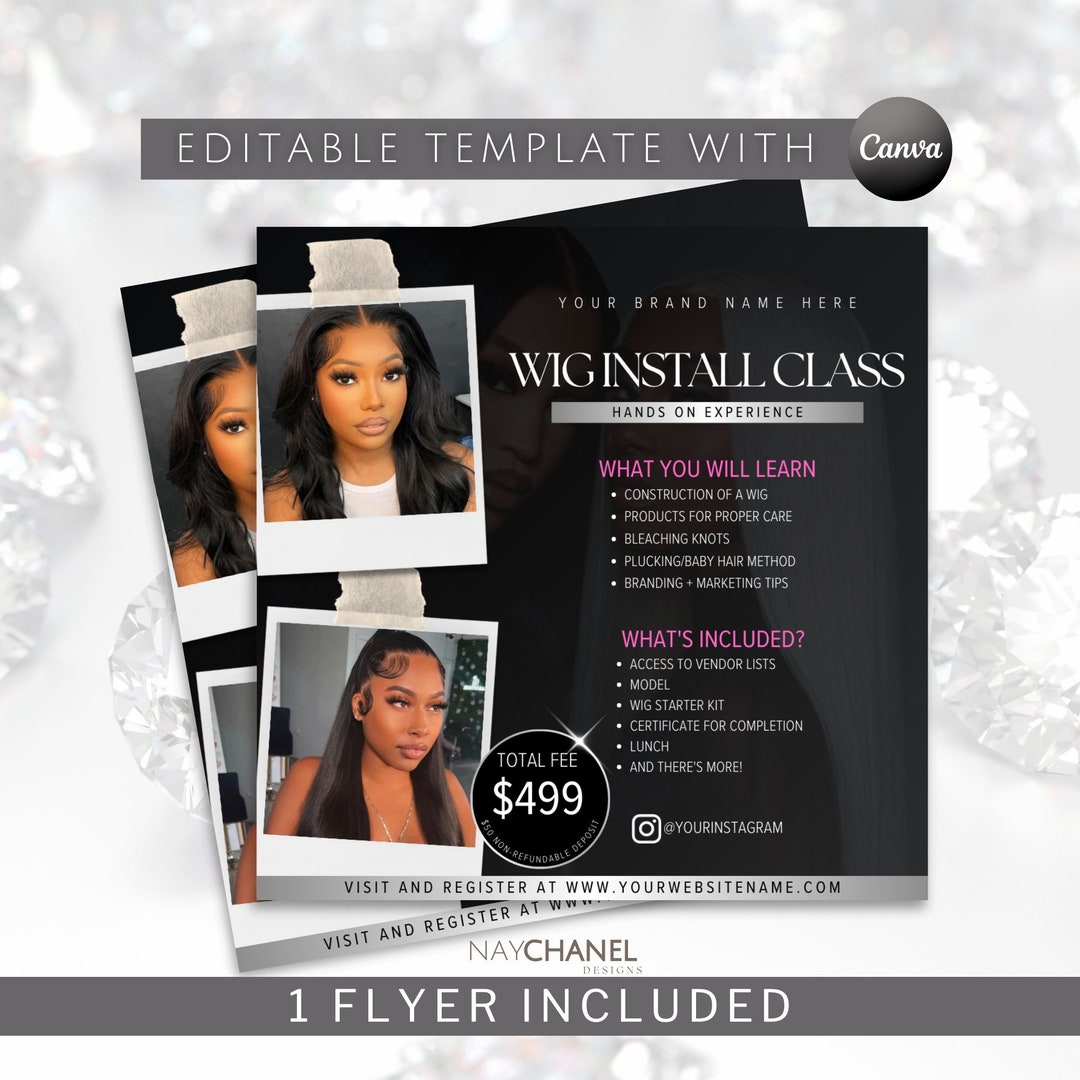 Wig Course Flyer Wig Install Class Flyer Hair Stylist Flyer Book Now ...