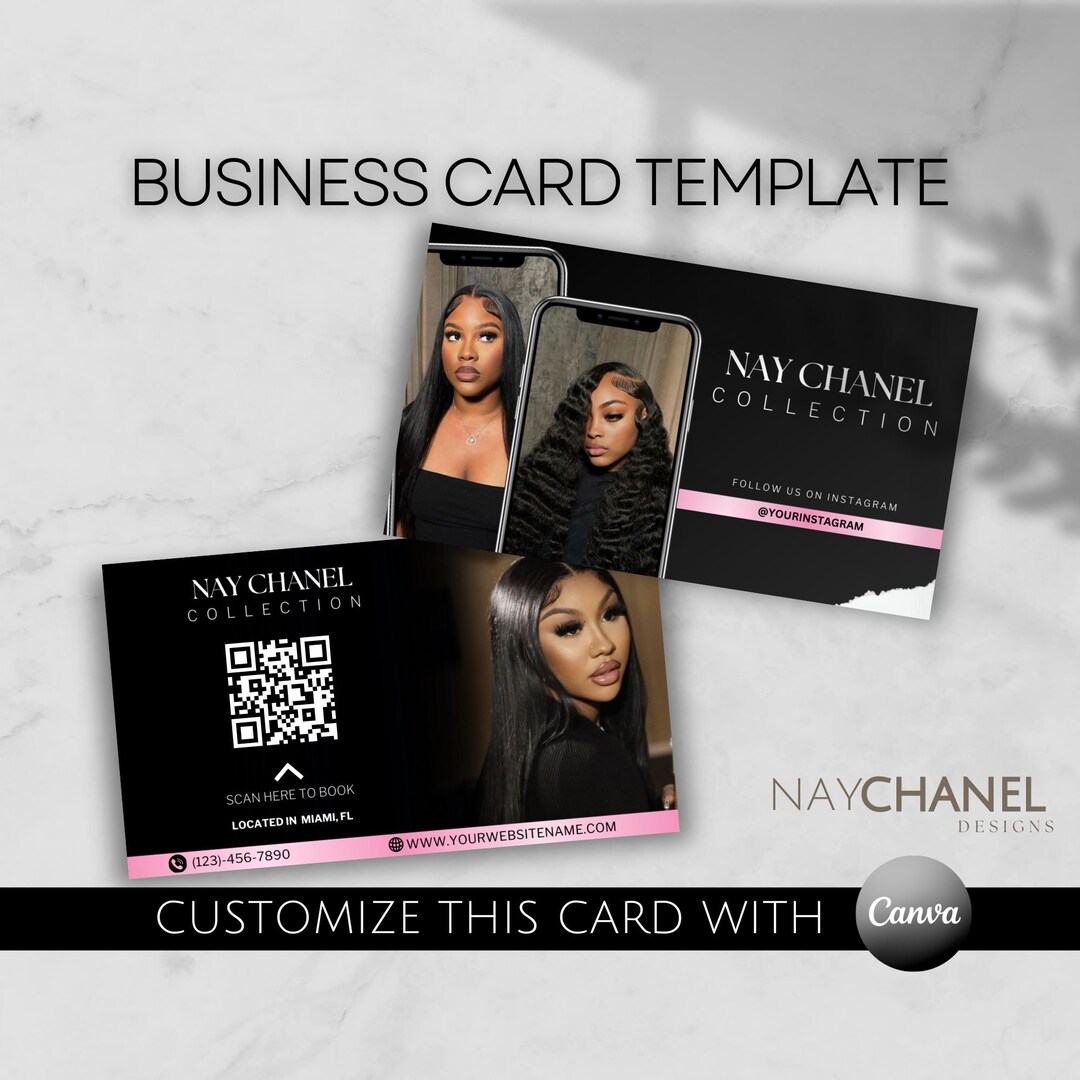 DIY Hair Lash Makeup Nail Business Card Template Wig Braid QR Code ...