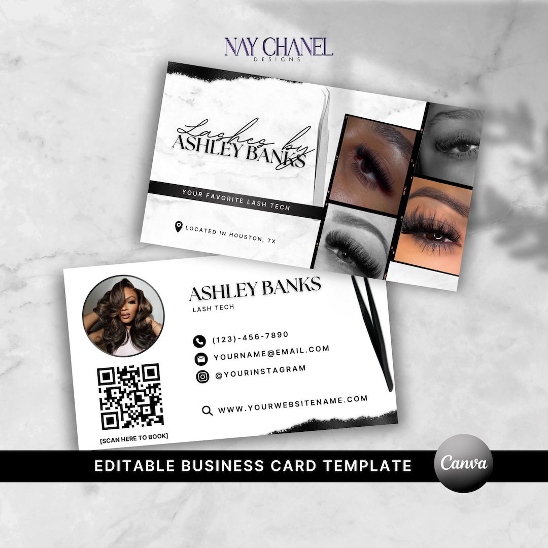 DIY Lash Tech Business Card Template - Editable Canva Card for Lash ...