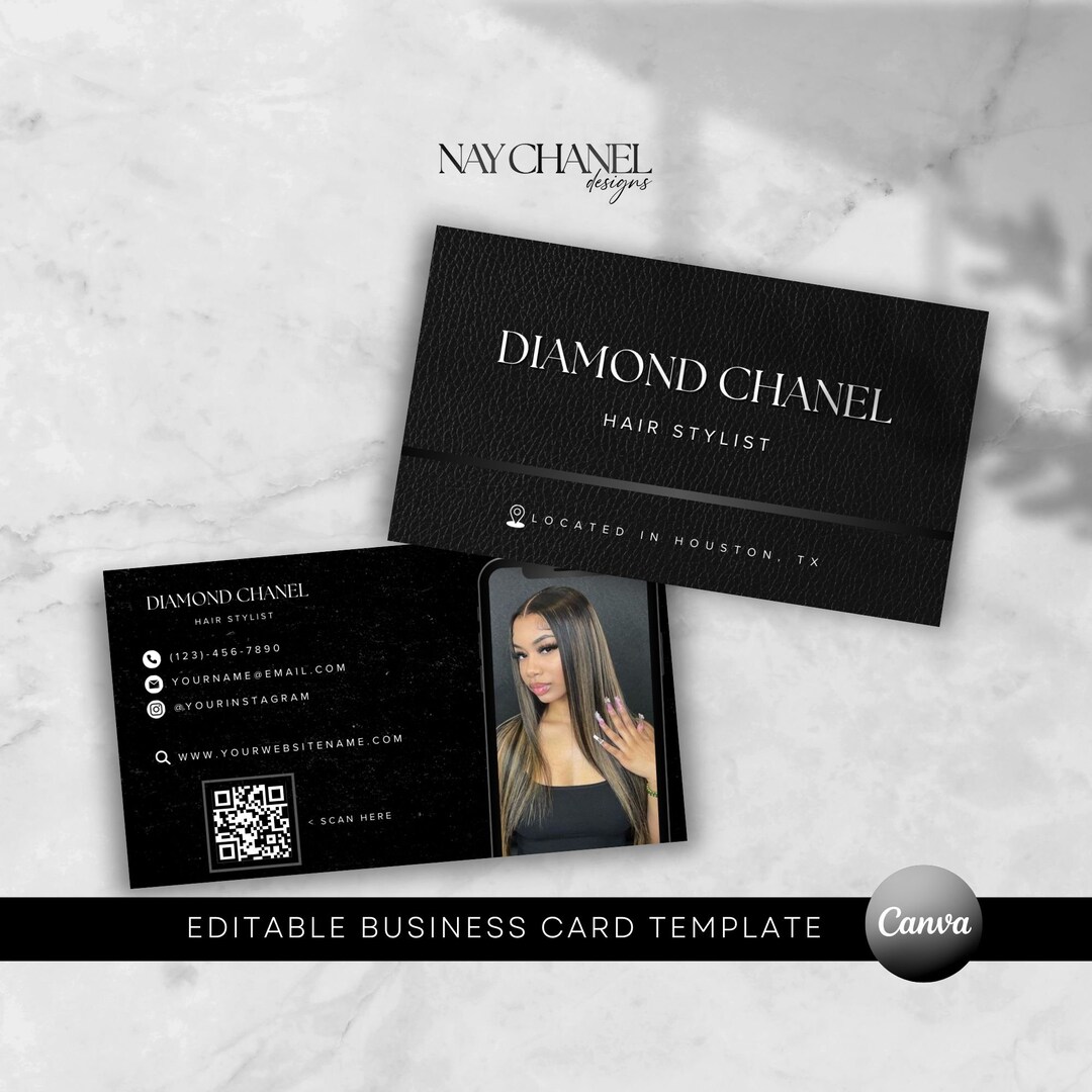 Luxury Hair Business Card Template - Editable Canva Design for ...