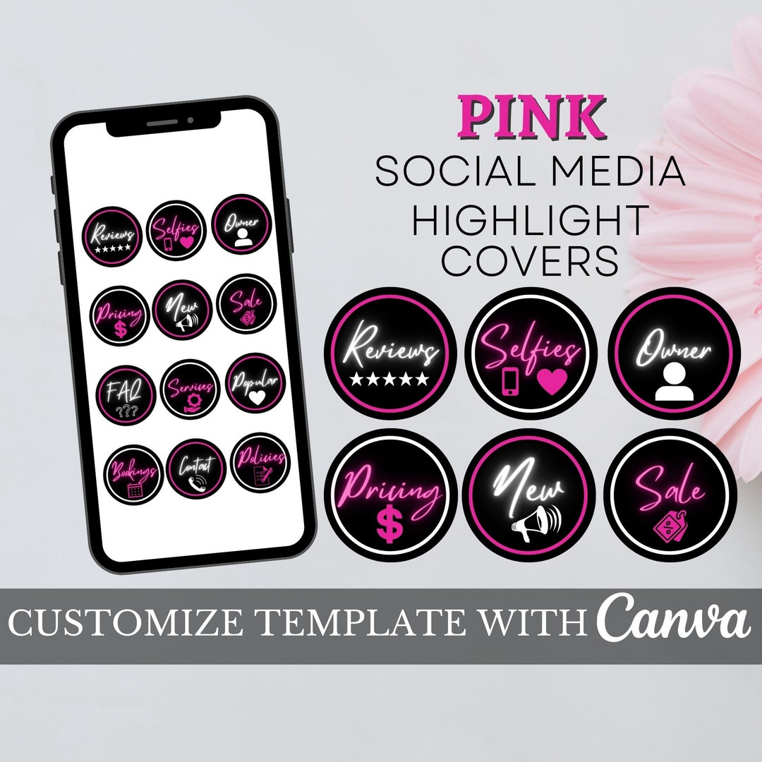 Pink Instagram Highlight Covers Social Media Highlights Instagram Icons ...
