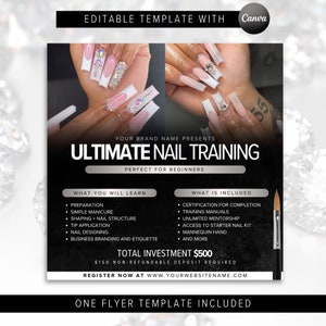 DIY Editable Nail Course Training Flyer Template - Nail Class Social ...