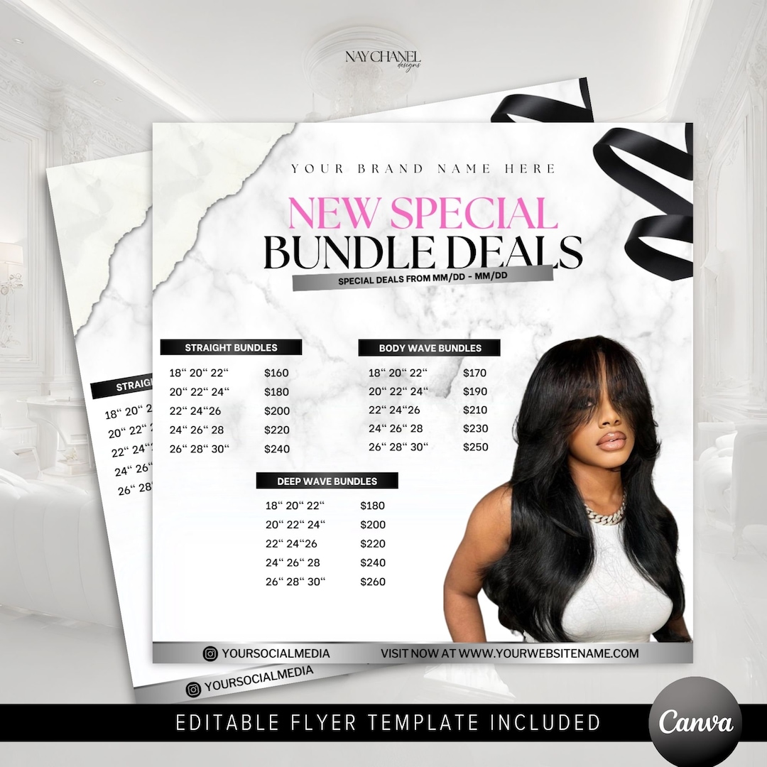 DIY Hair Sale Flyer - Hair Pricelist Template - Hair Bundles Special Deals Flyer - Etsy