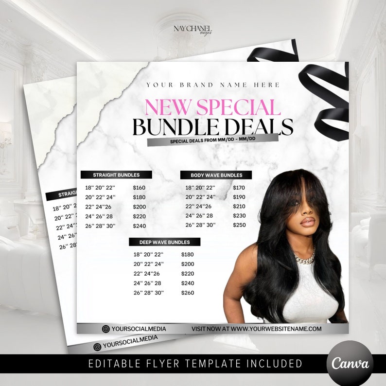 DIY Hair Sale Flyer - Hair Pricelist Template - Hair Bundles Special ...