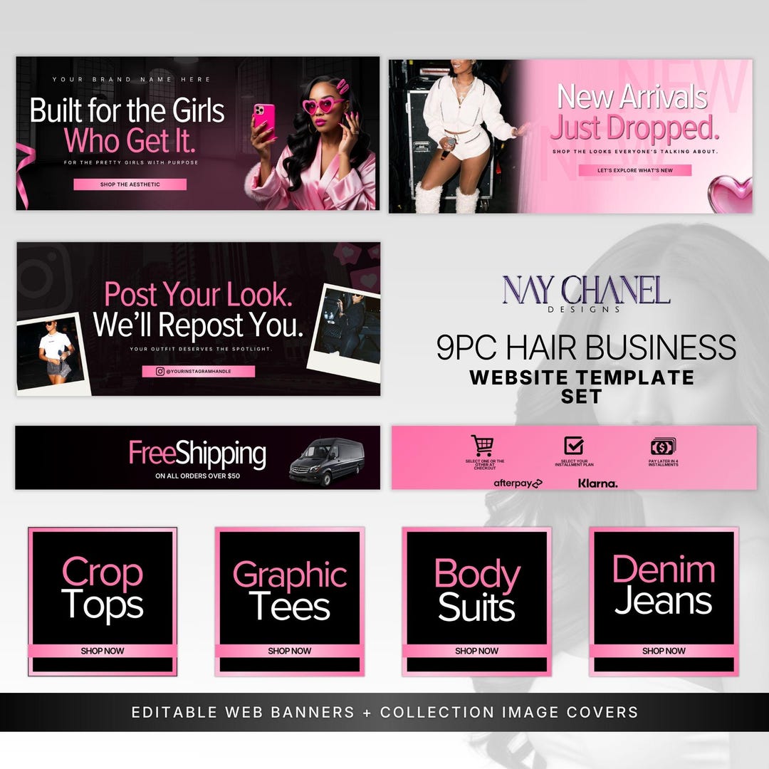 Pink Fashion Boutique Website Template | Shopify Wix Clothing Brand ...