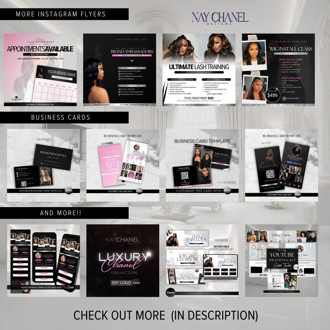 Modern Hair Stylist Business Card Template - Beauty Salon Card for Wig ...
