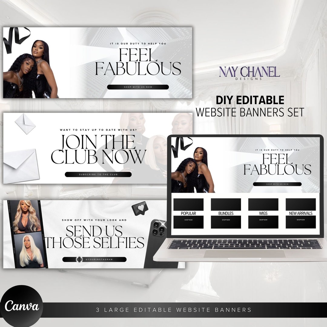 Editable Website Banner Templates - Hair Shopify Wix Web Banners - Web ...
