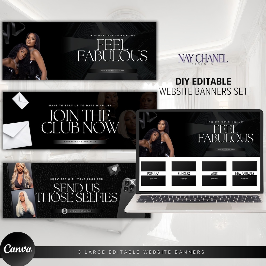 Editable Website Banner Templates - Hair Shopify Wix Web Banners - Web ...