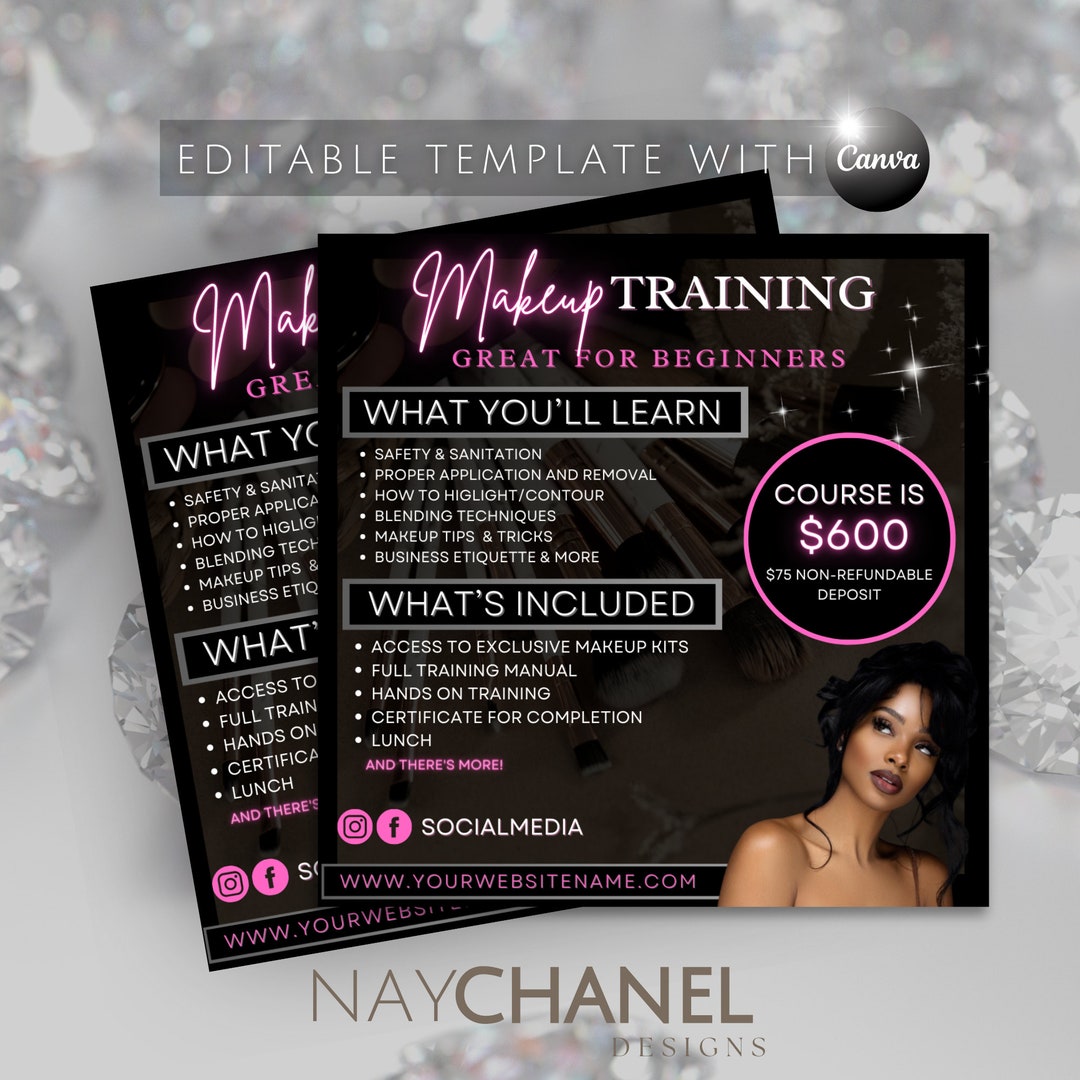 DIY Makeup Training Flyer - Makeup Course - Makeup Class - Makeup Flyer ...