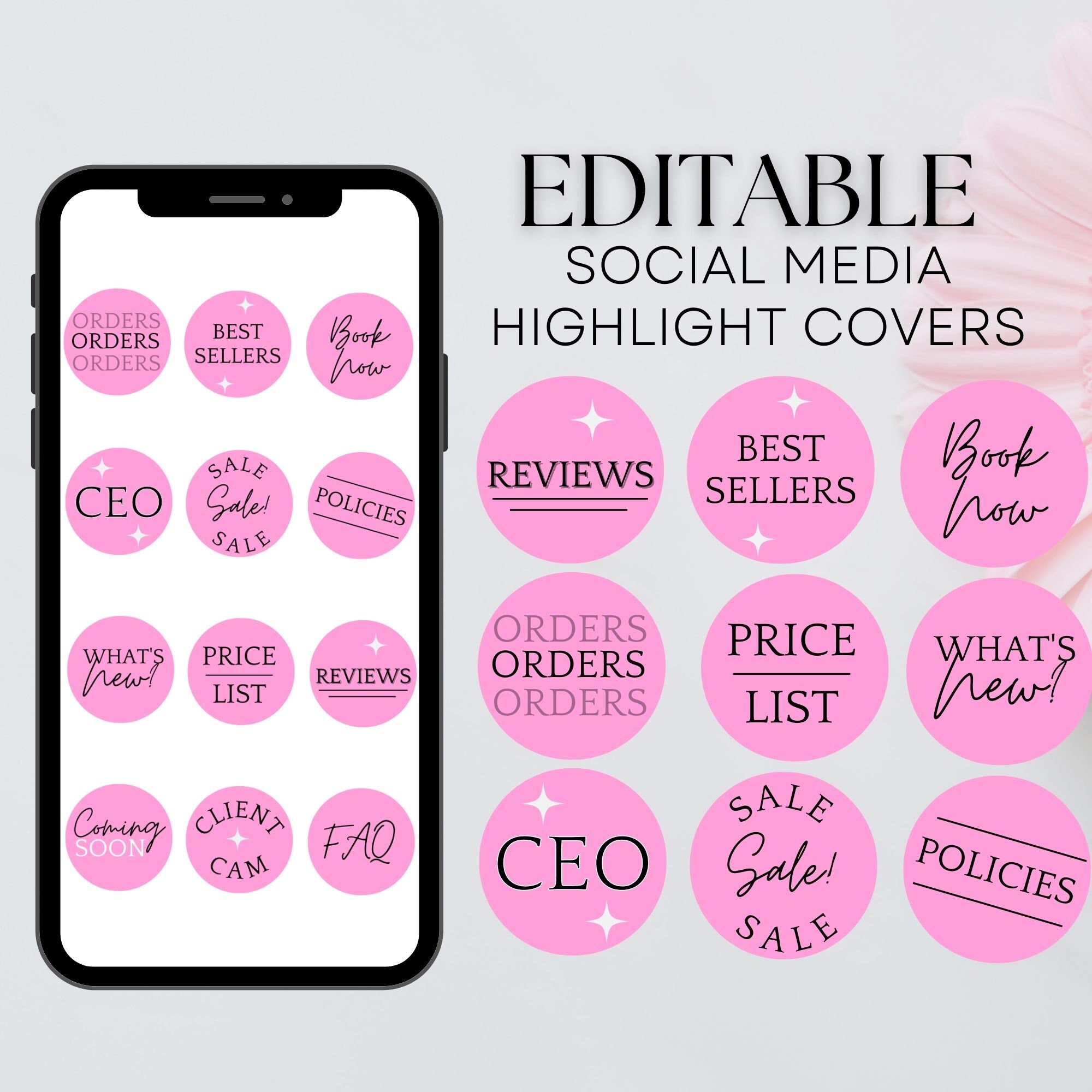 Pink Instagram Business Highlight Covers Social Media - Etsy