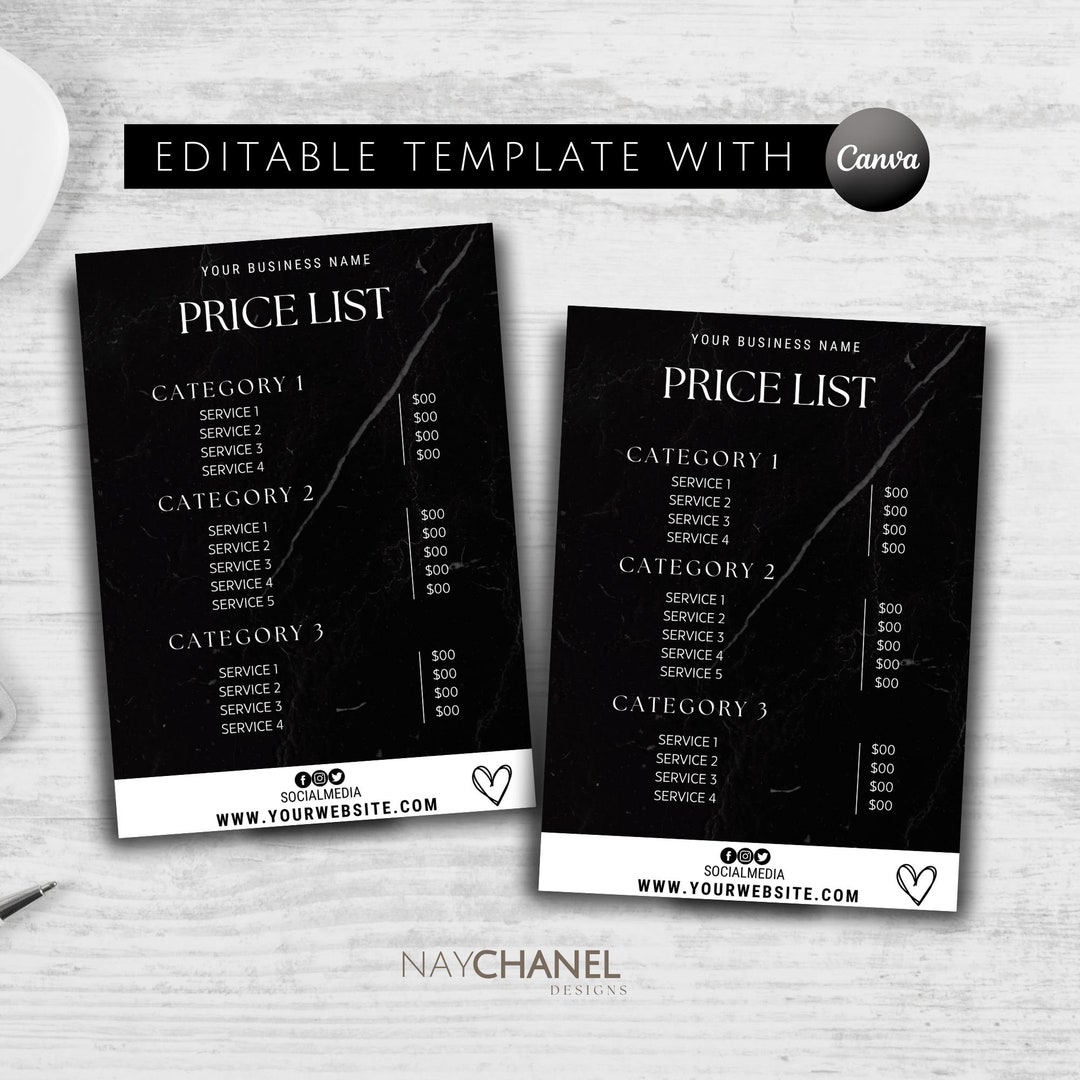 DIY Editable Price List Flyer Template - Beauty Salon Pricing Guide ...