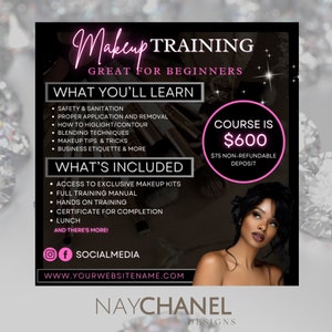DIY Makeup Training Flyer - Makeup Course - Makeup Class - Makeup Flyer ...