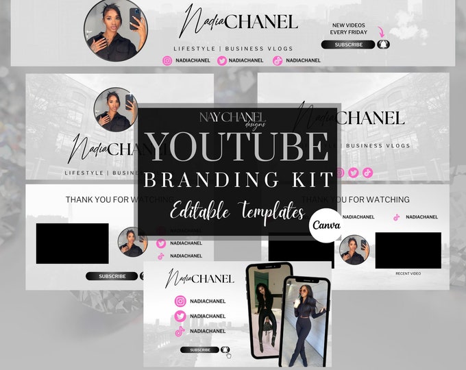 Youtube Branding Kit. Fully Editable Channel Banner Intro Outro Logo ...