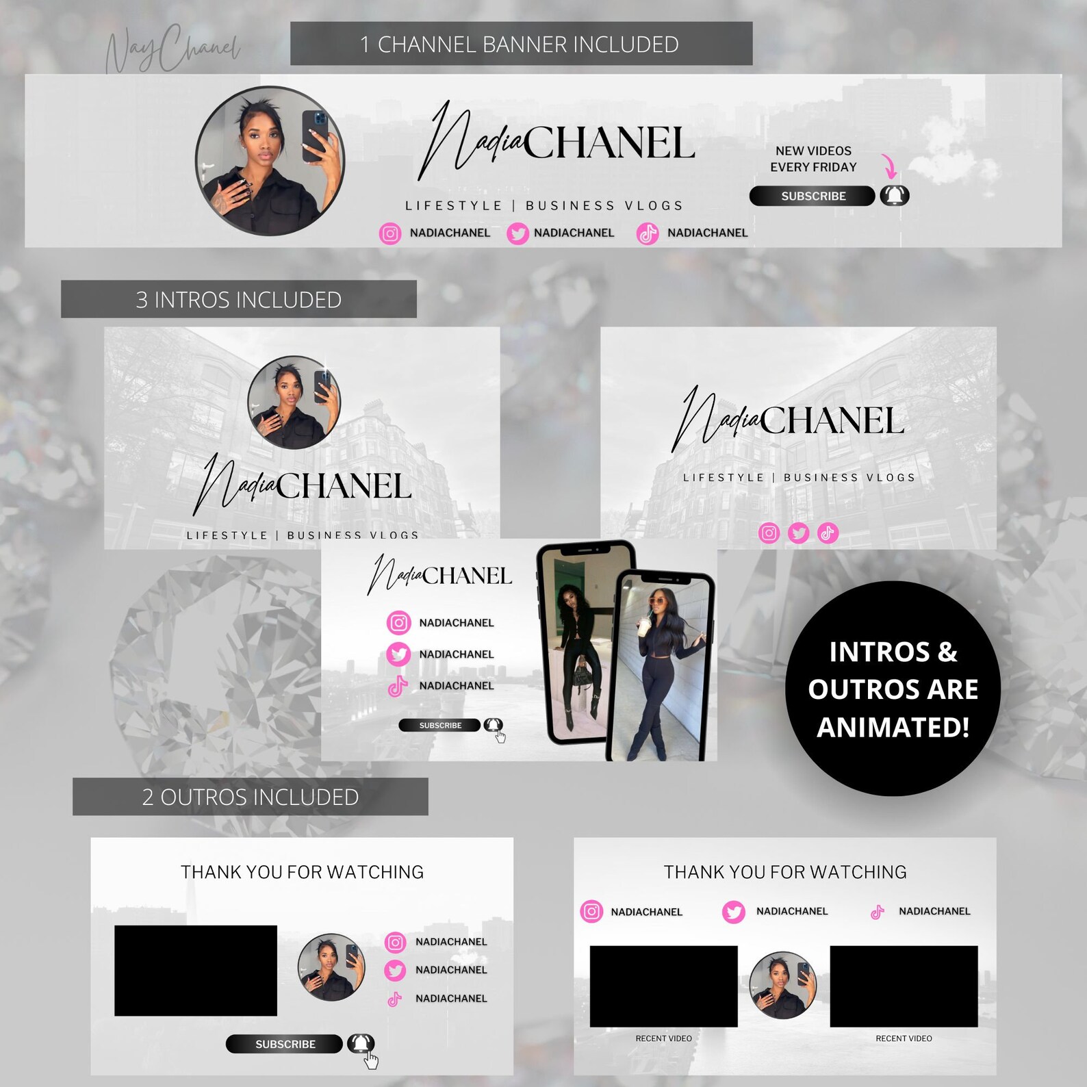 DIY Youtube Branding Kit Youtube Banner, Intro and Outro Designs ...