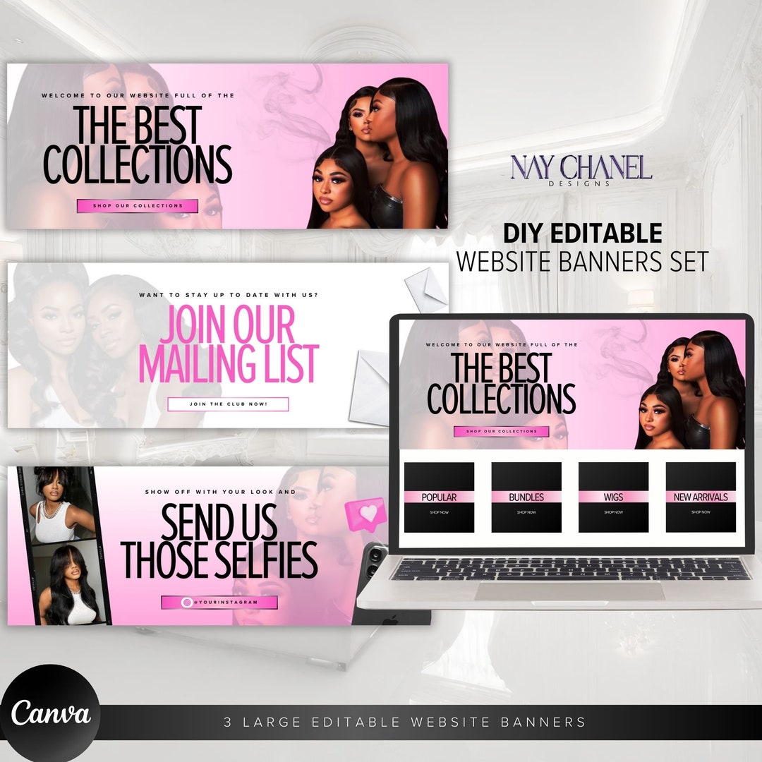 Editable Website Banner Templates - Hair Shopify Wix Web Banners - Web ...