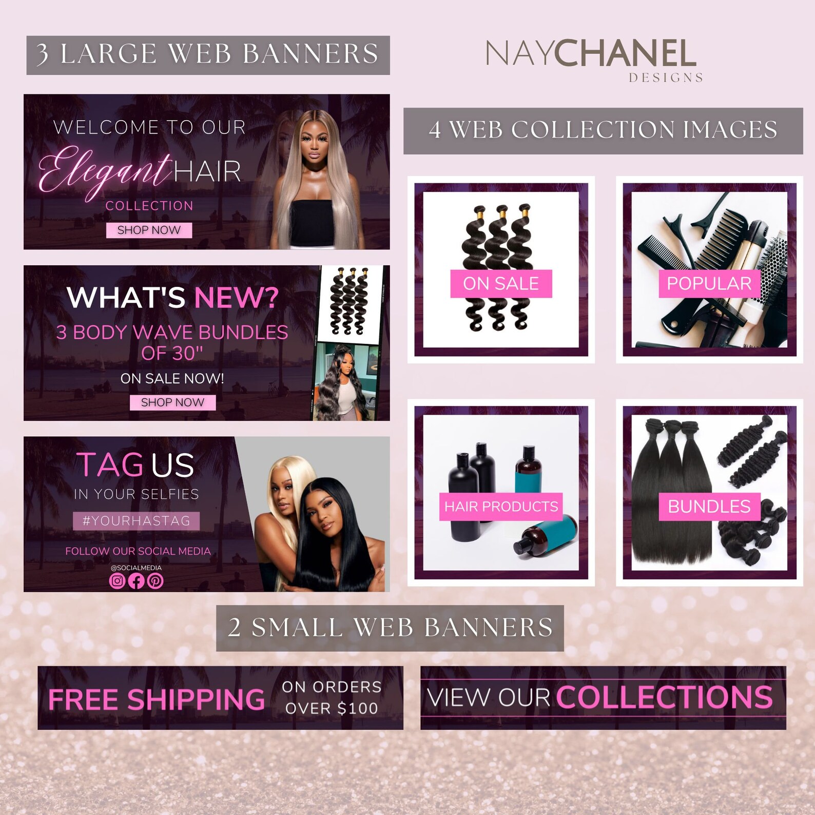 Editable Website Banners Shopify Wix Web Banners DIY - Etsy