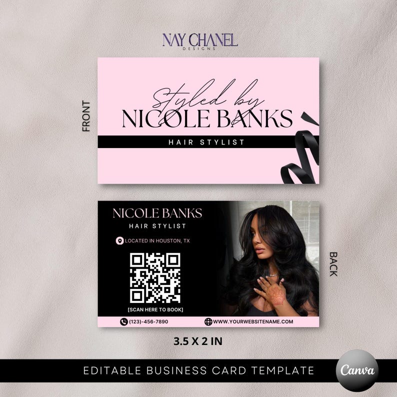 Modern Hair Stylist Business Card Template - Editable Beauty Branding ...