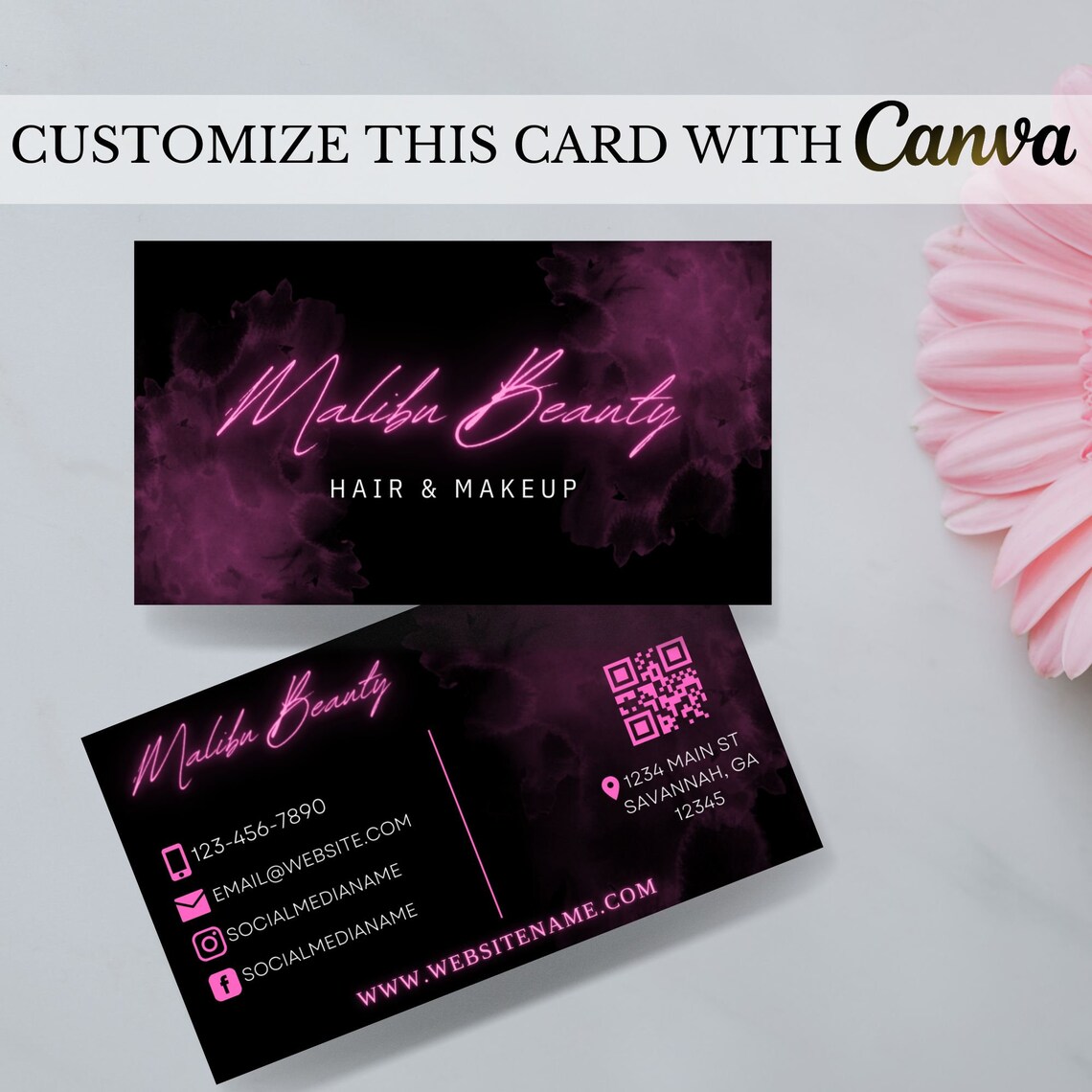 DIY Business Card Template Hair Makeup Business Card - Etsy
