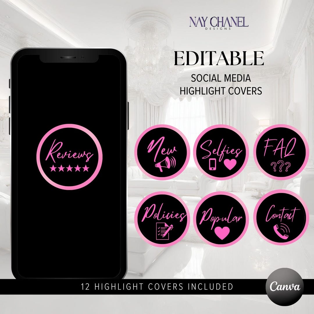 Pink Instagram Business Highlight Covers - Social Media Highlights ...