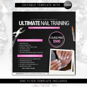 DIY Editable Nail Course Training Flyer Template - Nail Class Social ...