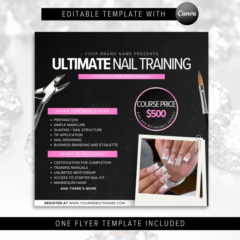 DIY Editable Nail Course Training Flyer Template - Nail Class Social ...