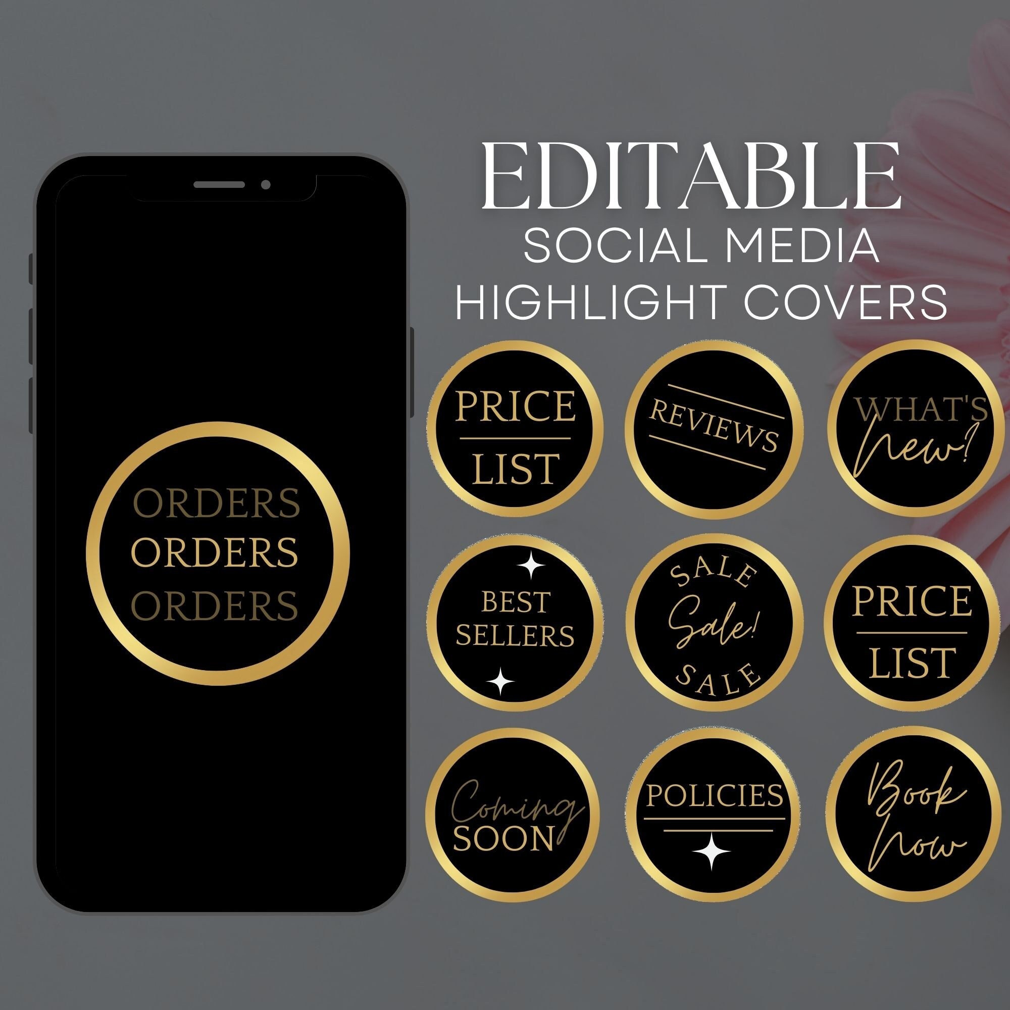 Gold Instagram Highlight Covers Social Media Highlights - Etsy