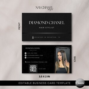 Luxury Hair Business Card Template - Editable Canva Design for ...