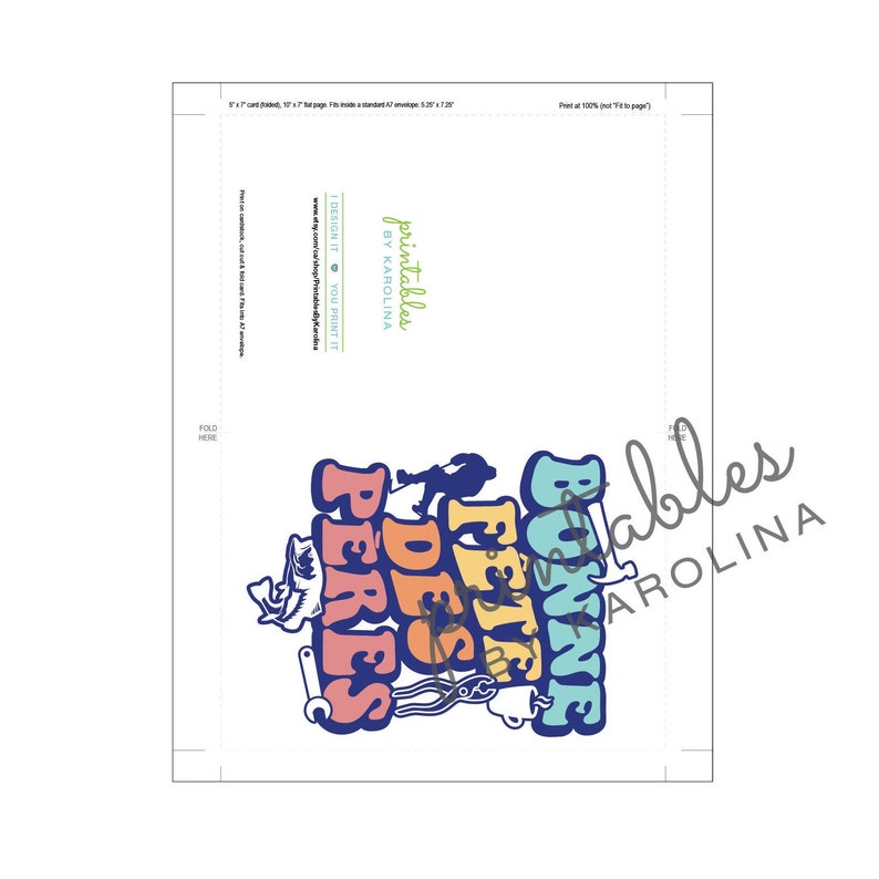 Bonne Fête Des Pères Carte French Father's Day Card Printable Father's ...