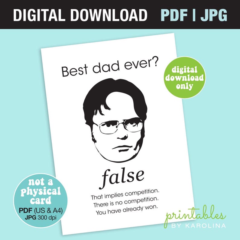 Fathers Day Card the Office Printable Card Dwight Schrute Card for Dad ...