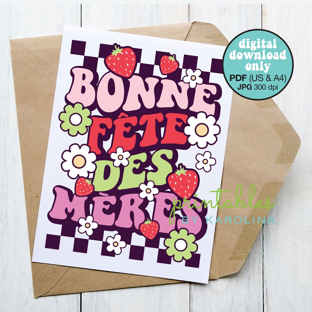 Bonne Fete Des Meres Carte French Mother's Day Card Printable Mother's ...