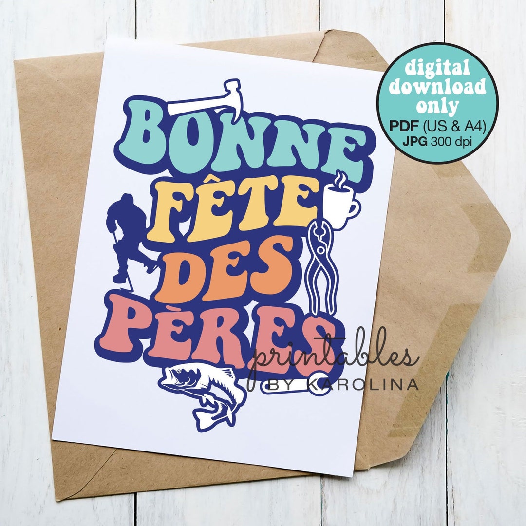 Bonne Fête Des Pères Carte French Father's Day Card Printable Father's ...