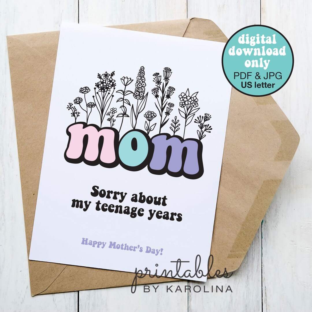 Mother's Day Card Printable Funny Greeting Card for Mom Retro Mother's ...