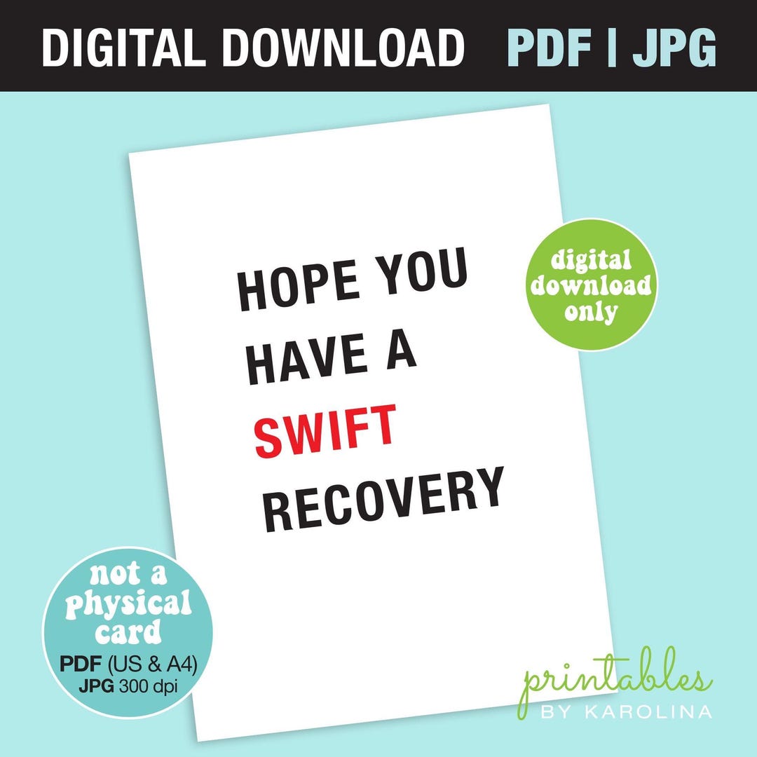 Get Well Taylor Card Printable Pdf Get Well Card for Tylor Fan Swift ...