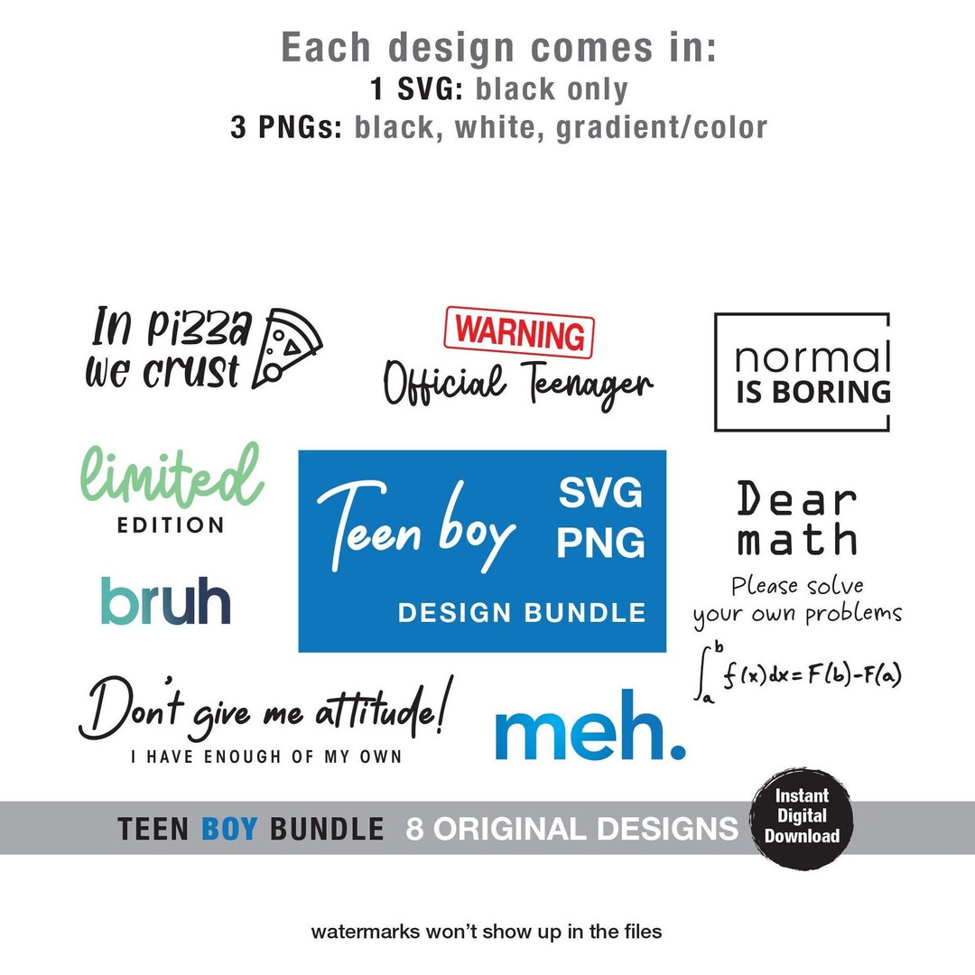 Teenage Boy Shirt Svg Tshirt Design Bundle Teen T-shirt Png Teenager ...
