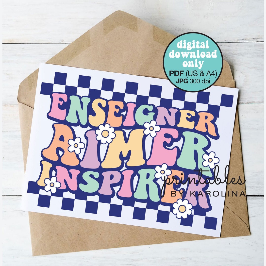 French Teacher Card Printable Carte De Professeur De Français Printable ...