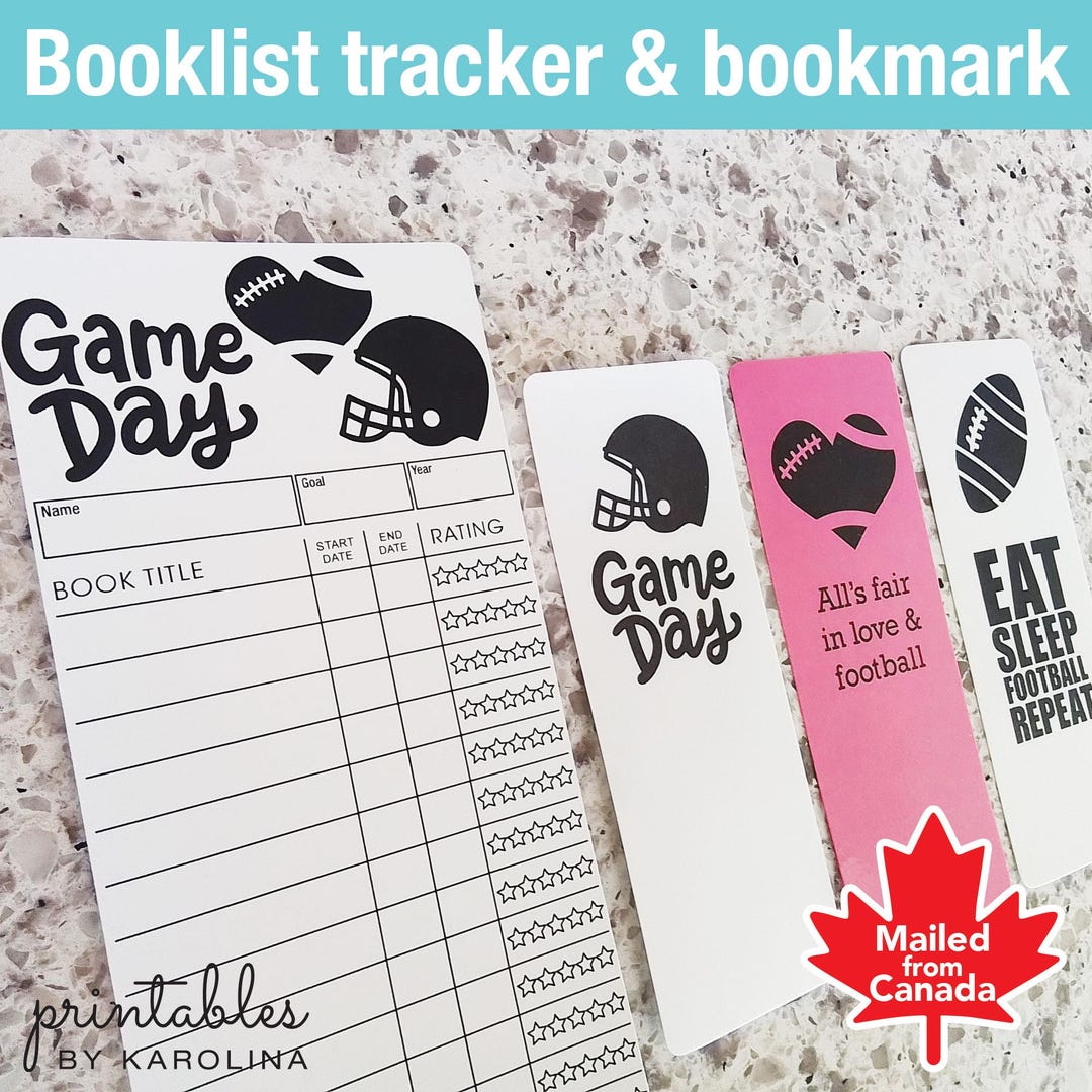 Football Bookmark Set Football Book Log Nfl Book Tracker Set for Book ...