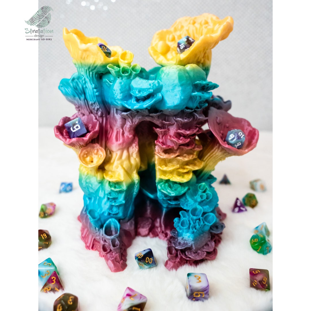 Fungus Covered Mushroom Trunk Dice Tower | 3D Printed Dnd Dice Tower - Etsy
